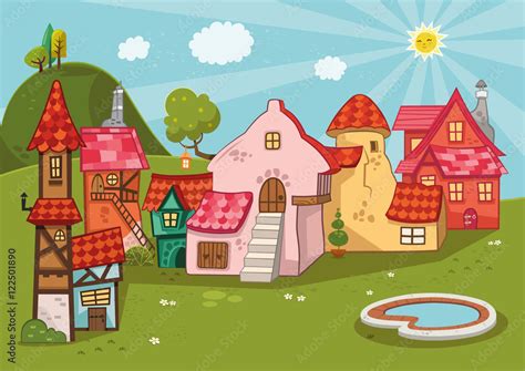 Cartoon Medieval Village