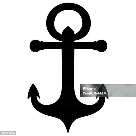 앵커 실루엣 탐색 기호입니다 벡터 그림입니다 격리된 흰색 배경의 윤곽선입니다 플랫 스타일 선박 잠수함 뗏목을 들고장치 특수 캐스트 위조 된 구조 해양 장식 요소 문신에 대한