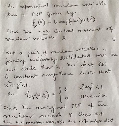 Solved Has A X Find The Let A An Exponential Randon Variable