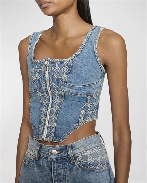 Amiri Ma Quad Denim Corset Top Neiman Marcus
