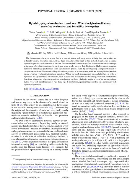 Pdf Hybrid Type Synchronization Transitions Where Incipient
