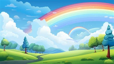 радуга с радугой на заднем плане Премиум векторы