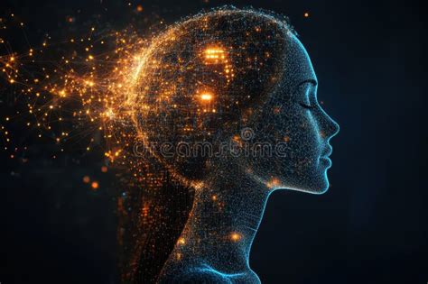 Digital Woman Artificial Intelligence Network Mind Stock Illustration