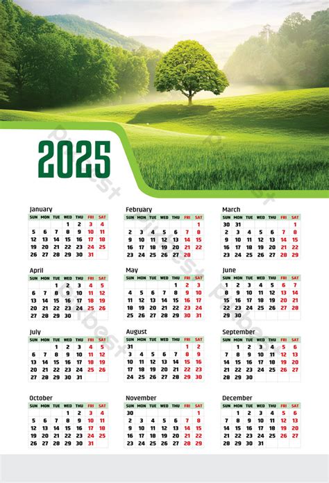 تصميم تقويم 2025 قابل للطباعة للمتجهات Ai تحميل مجاني Pikbest
