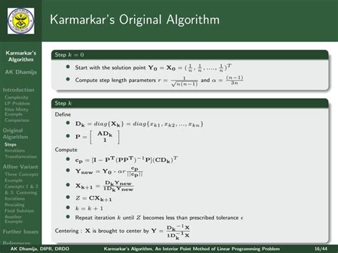 karmarkar s algorithm for linear programming problem ppt