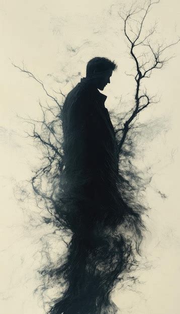 Silhouette Of A Man In A Tree Premium AI Generated Image