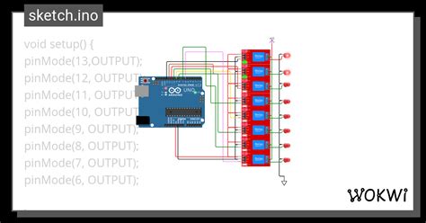 8 Relay Led Pattern Wokwi Esp32 Stm32 Arduino Simulator