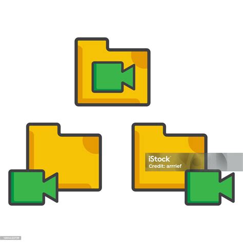 비디오 아이콘이 있는 파일 폴더입니다 파일 폴더 그림입니다 플랫 벡터 아이콘입니다 아이콘 디자인 요소 Ui 웹 앱에 사용할 수 있습니다 0명에 대한 스톡 벡터 아트 및 기타