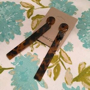 Retro Tortoise Shell Geometric Long Rectangular Resin Drop Earrings Etsy