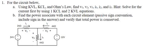 Solved A Using KVL KCL And Ohm S Law Find V V V Chegg