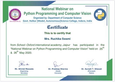 ruchika swami on linkedin 2 days national webinar in python