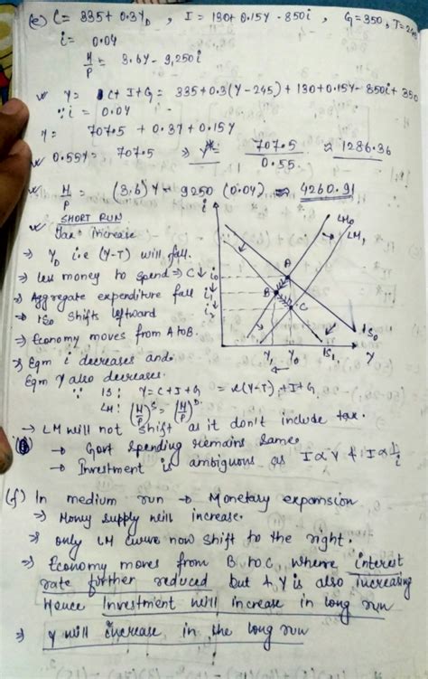 Consider The Following Is Lm Model In A Closed Economy C 335 0 3yd I Wizedu