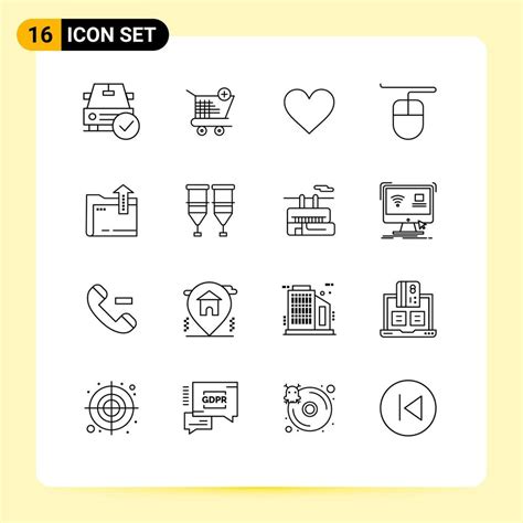 16 Universal Outline Signs Symbols Of File Folder Shopping Mouse Wedding Editable Vector Design