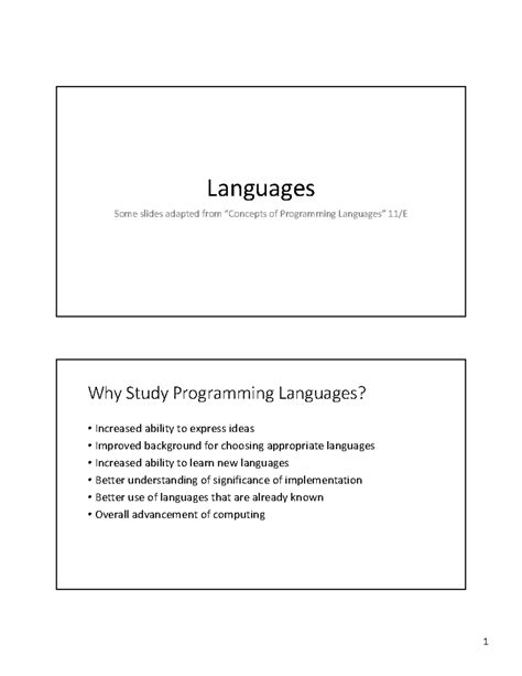 Languages Lecture 7 Languages Some Slides Adapted From Concepts Of Programming Languages