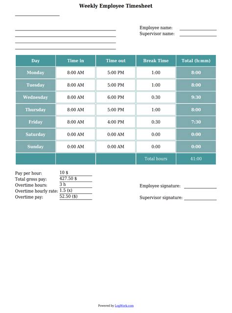 Logwork Free Timesheet Calculator