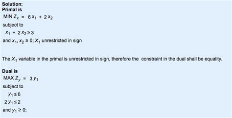 Optimization Converting From Primal To Dual Linear Problem