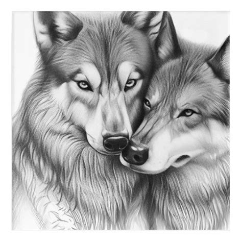 Wolf Couple Acrylic Print Zazzle Couples Wolf Love Wall Art Cute
