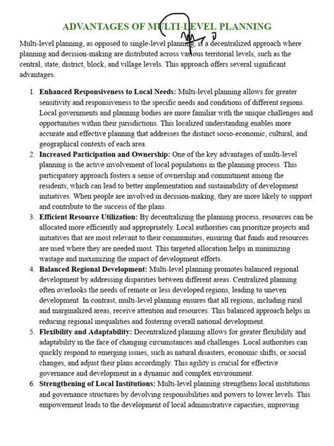 Advantages Of Multi Level Planning Pdf Governance Decentralization