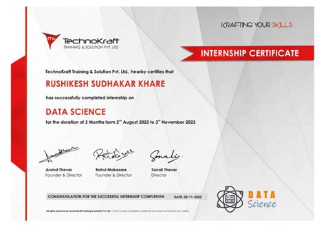 Rushikesh Khare On Linkedin Datascience Internship Internshipcompletion