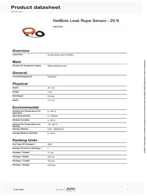 Apc Netbotz Sensors Nbes0308 Pdf Physical Sciences Materials
