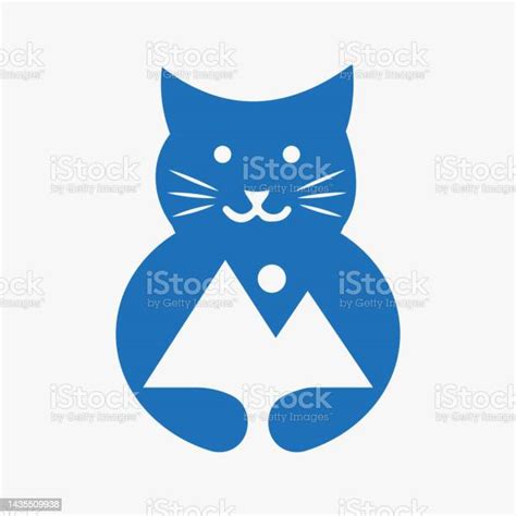 고양이 마운트 로고 부정적인 공간 개념 벡터 템플릿 고양이 홀딩 마운트 기호 산에 대한 스톡 벡터 아트 및 기타 이미지 산 애완고양이 가축 Istock
