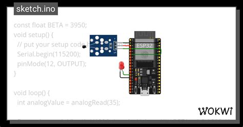 Led With Temp Sensor Wokwi Esp32 Stm32 Arduino Simulator
