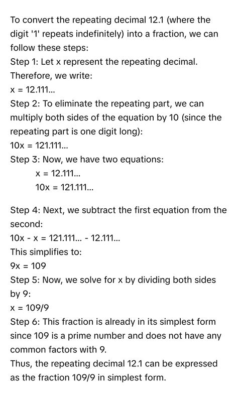 Solved What Is 12 1 Repeating As A Fraction In Simplest Form [math]