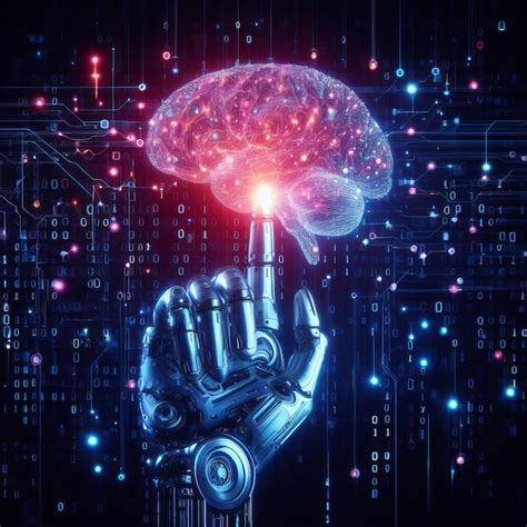 Premium Ai Image Binary Data Interaction With A Robotic Hand