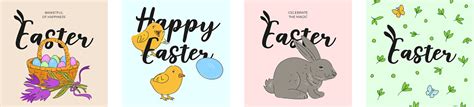 해피 부활절 휴일 광장 인사말 카드 바구니에 담긴 다채로운 달걀 귀여운 토끼와 병아리 전통적인 봄 종교 행사 배너입니다 축제