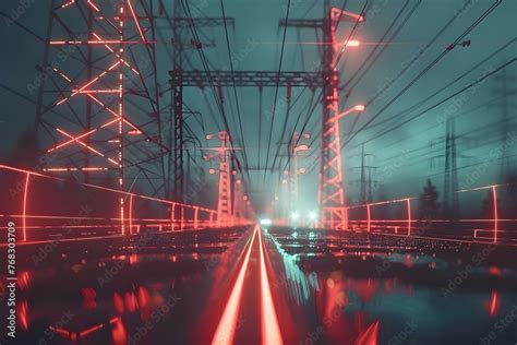 Abstract Image Of Power Grid Lines Representing Energy Transmission