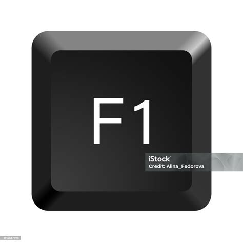 Kunci Dengan Simbol F1 Keyboard Komputer Hitam Ilustrasi Vektor Ikon Tombol Ilustrasi Stok