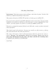 CSci Final Exam Problem Set With Instructions Course Hero