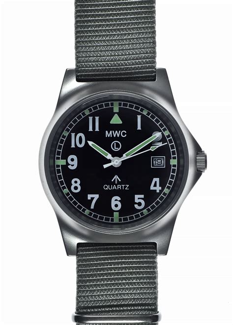 Mwc G10 Lm Stainless Steel Military Watch Grey Strap Plain Casebac