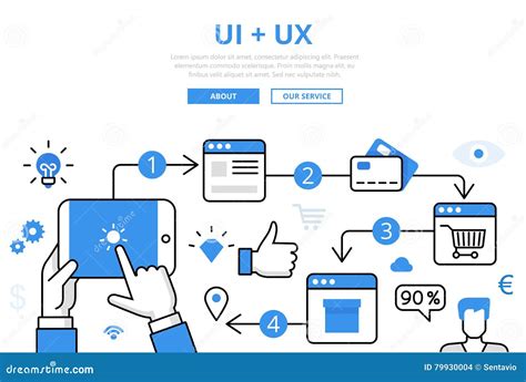 Linear Flat Ui Ux Infographics Template Stock Illustration Illustration Of Flat Hand