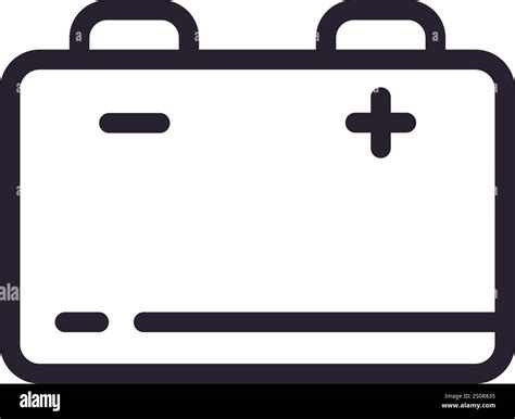 Simple Line Drawing Depicting A Car Battery Featuring Clearly Marked
