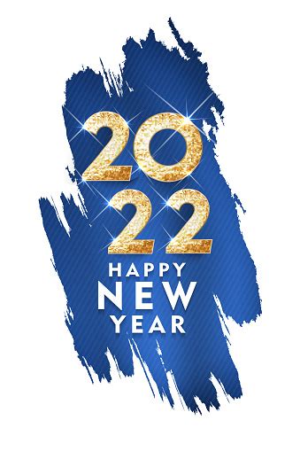 2022 골드 샤이닝 넘버 브러쉬 디자인 새해 복 많은 인사말 카드 벡터 일러스트레이션 12월 31일에 대한 스톡 벡터 아트 및 기타 이미지 12월 31일 2022년