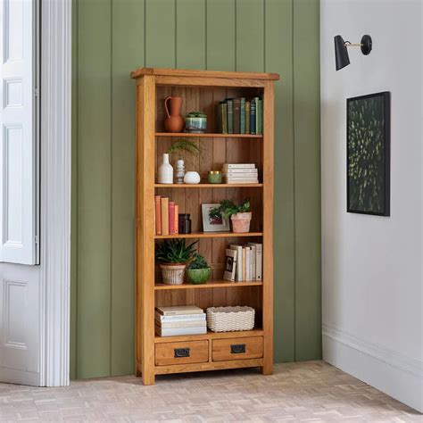 Rustic Country Solid Oak Large Bookcase Oak Furniture Store Australia
