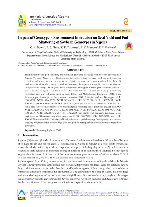 Pdf Impact Of Genotype × Environment Interaction On Seed Yield And Pod Shattering Of Soybean