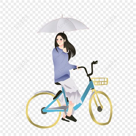 자전거를 타는 소녀 Png 일러스트 무료 다운로드 Lovepik