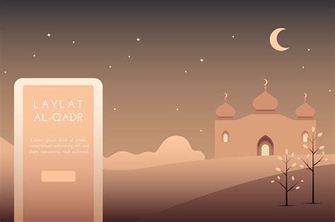 라마단 라일랏 알 카드르의 거룩한 달의 이슬람 축제 인사말 또는 초대장 배너 전단지 포스터 디자인 웹사이트를 위한 벡터 일러스트레이션 템플릿입니다 0명에 대한 스톡 벡터