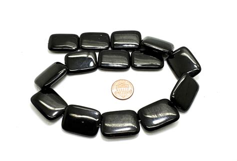 Natural Lignite Jet Beads Smooth Rectangle Gemstone Full Strand