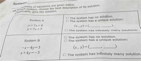 Solved System Ystems Of Equations Are Given Below E The Best