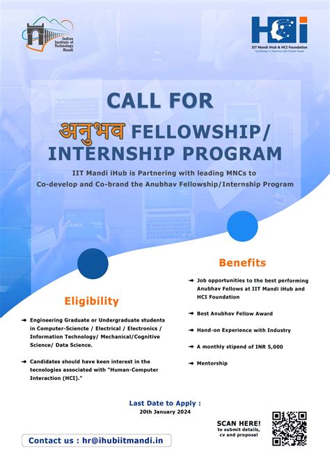 Iit Mandi Ihub And Hci Foundation Invites Applications For The Anubhav Fellowships Internship