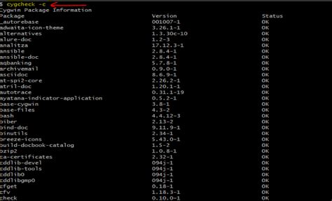 how to view installed packages in cygwin
