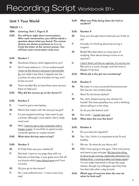B1 Workbook Recording Script With Answers Pdf