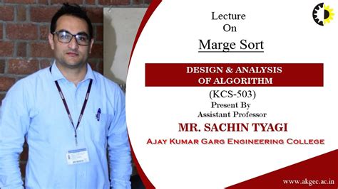 Marge Sort Design And Analysis Of Algorithm Lecture 02 By Mr Sachin