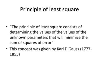 Principle Of Least Square Its Properties Regression Line And Standard Error Of Estimate PPTX