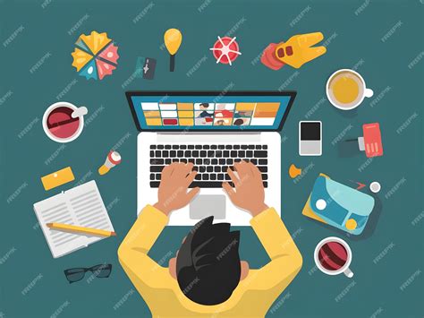 Premium Vector A Man Working In A Computer Flat Illustration