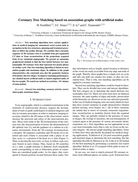 Pdf Coronary Tree Matching Based On Association Graphs With