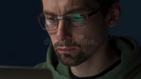 A Male Programmer Is Working Late Analyzing Data Stock Footage Video